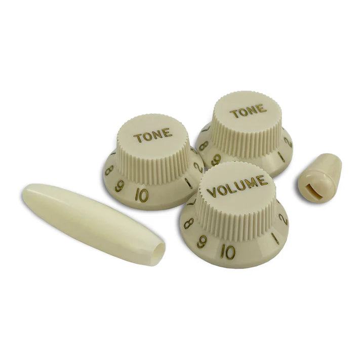 Allparts PK-0178 Complete Knob Set for Stratocaster - Parchment – Acoustic Music Shop