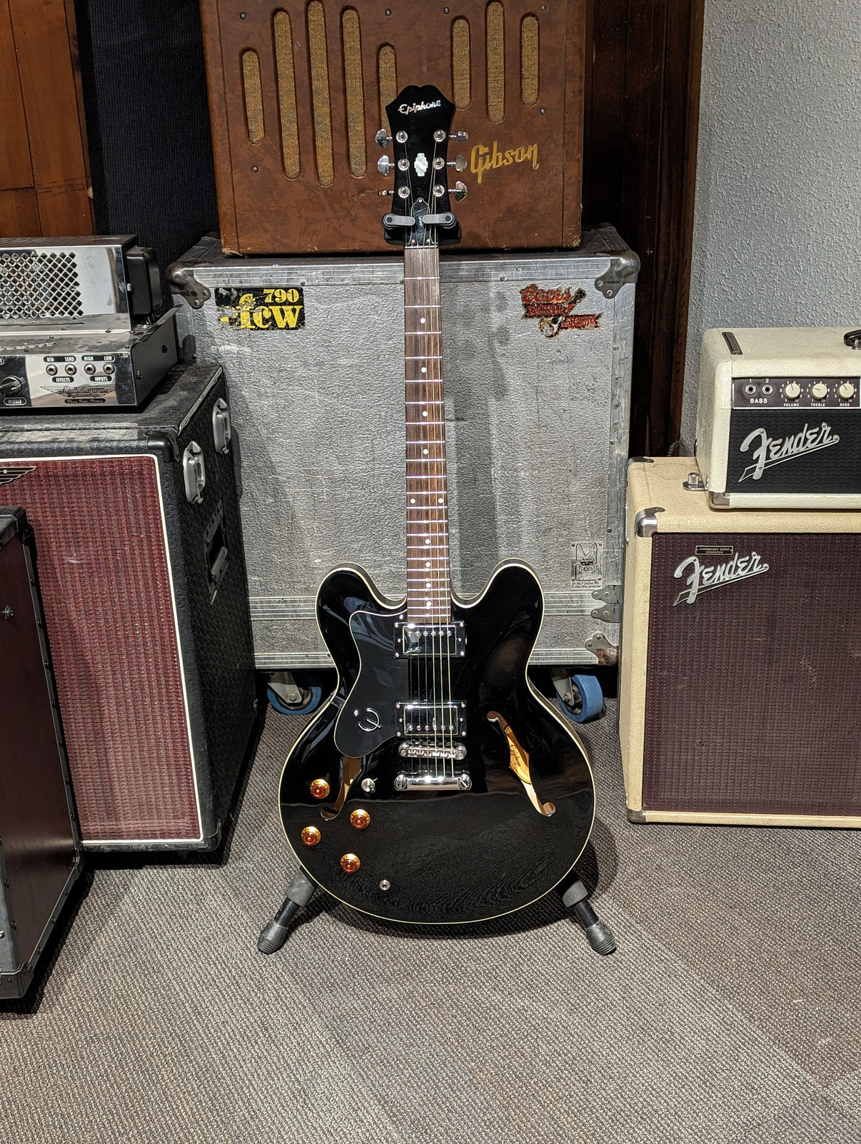 Epiphone Dot Left Handed Electric Guitar w/Case - Ebony (2008 ...
