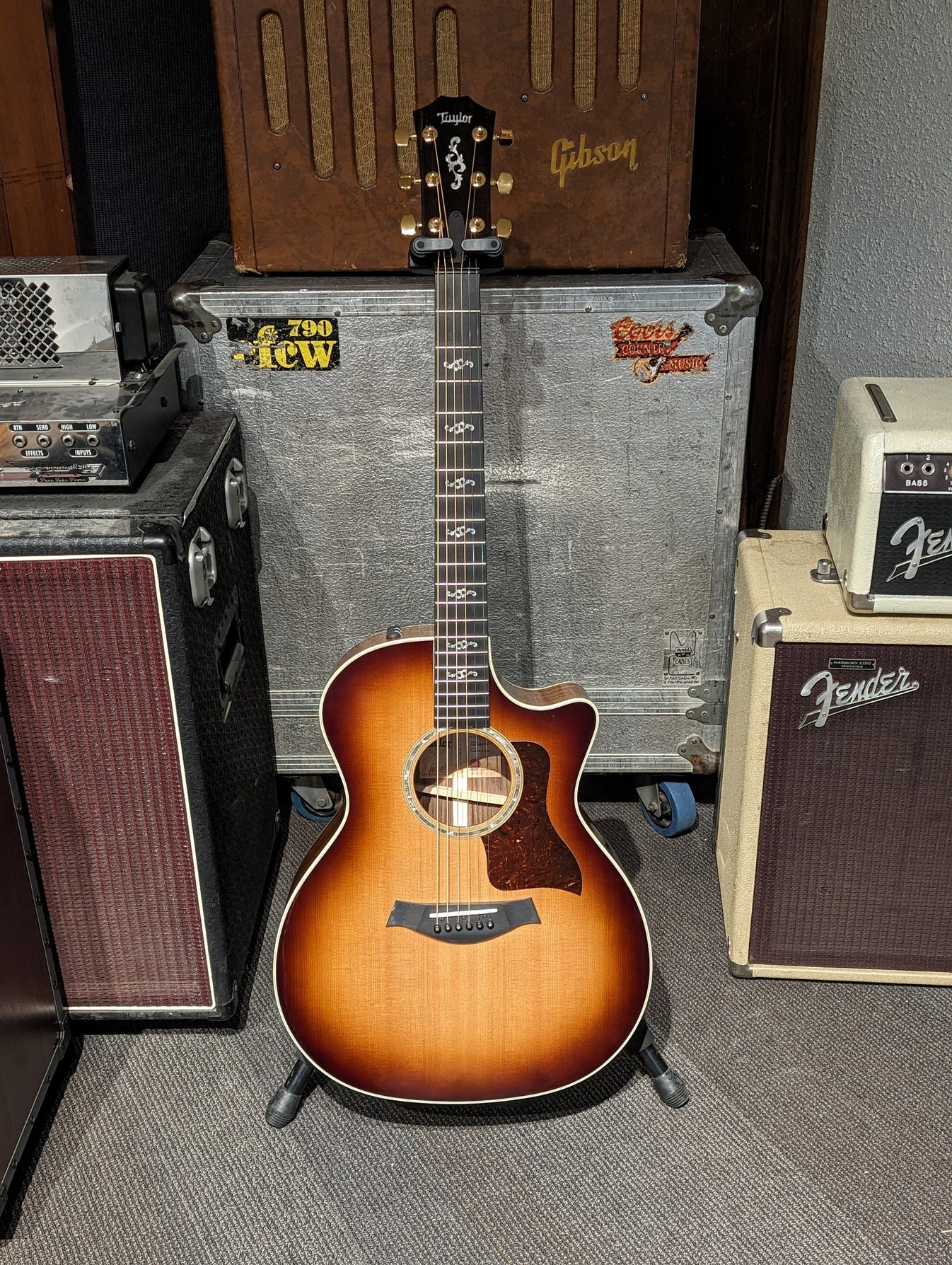 Taylor Custom 414ce Acoustic/Electric Guitar w/Case - Shaded Edge Burs ...