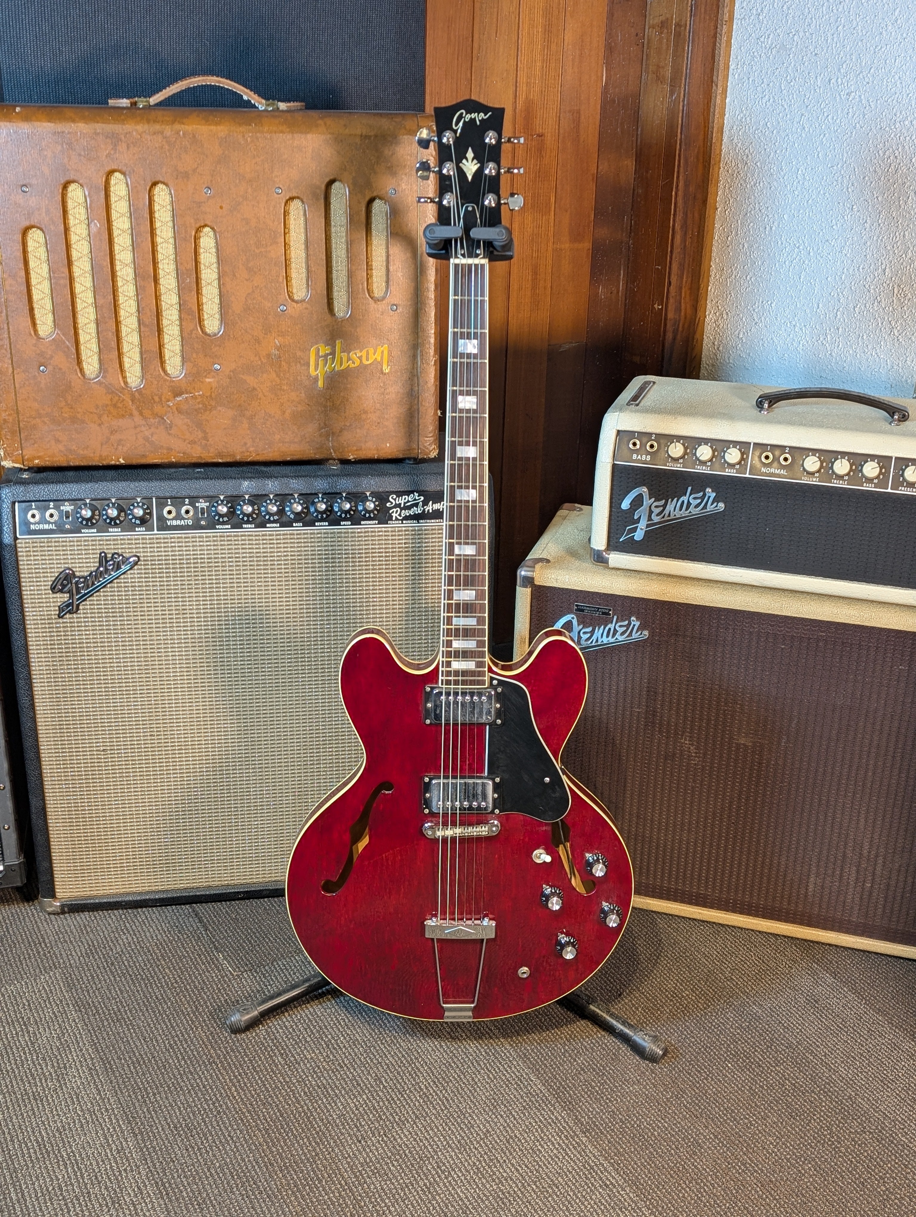 Goya Thinline Semi-Hollow Electric Guitar w/Case - Cherry Red (1970's ...